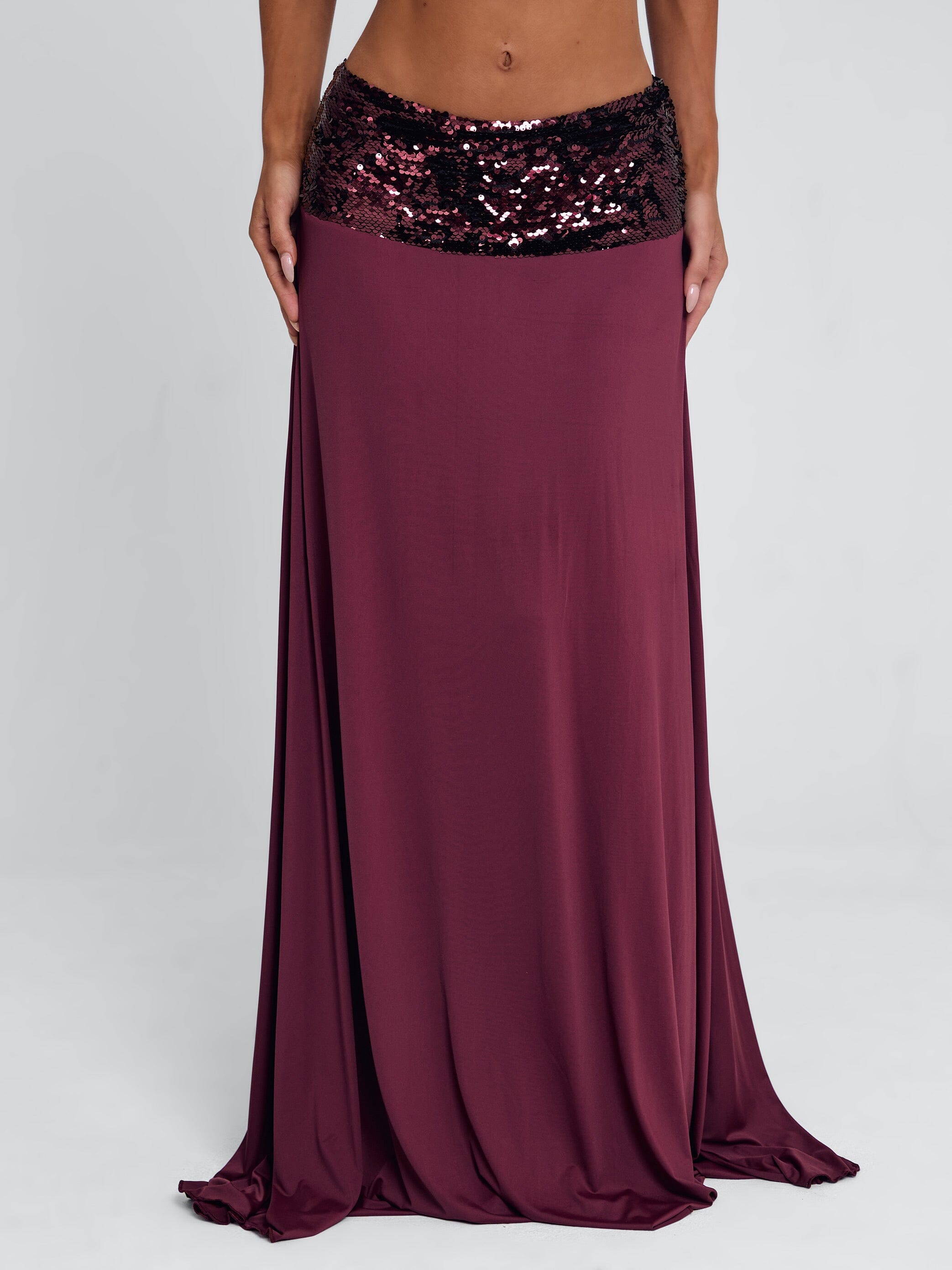 Aluna Maxi Skirt Burgundy | Outcast US – Outcast USA