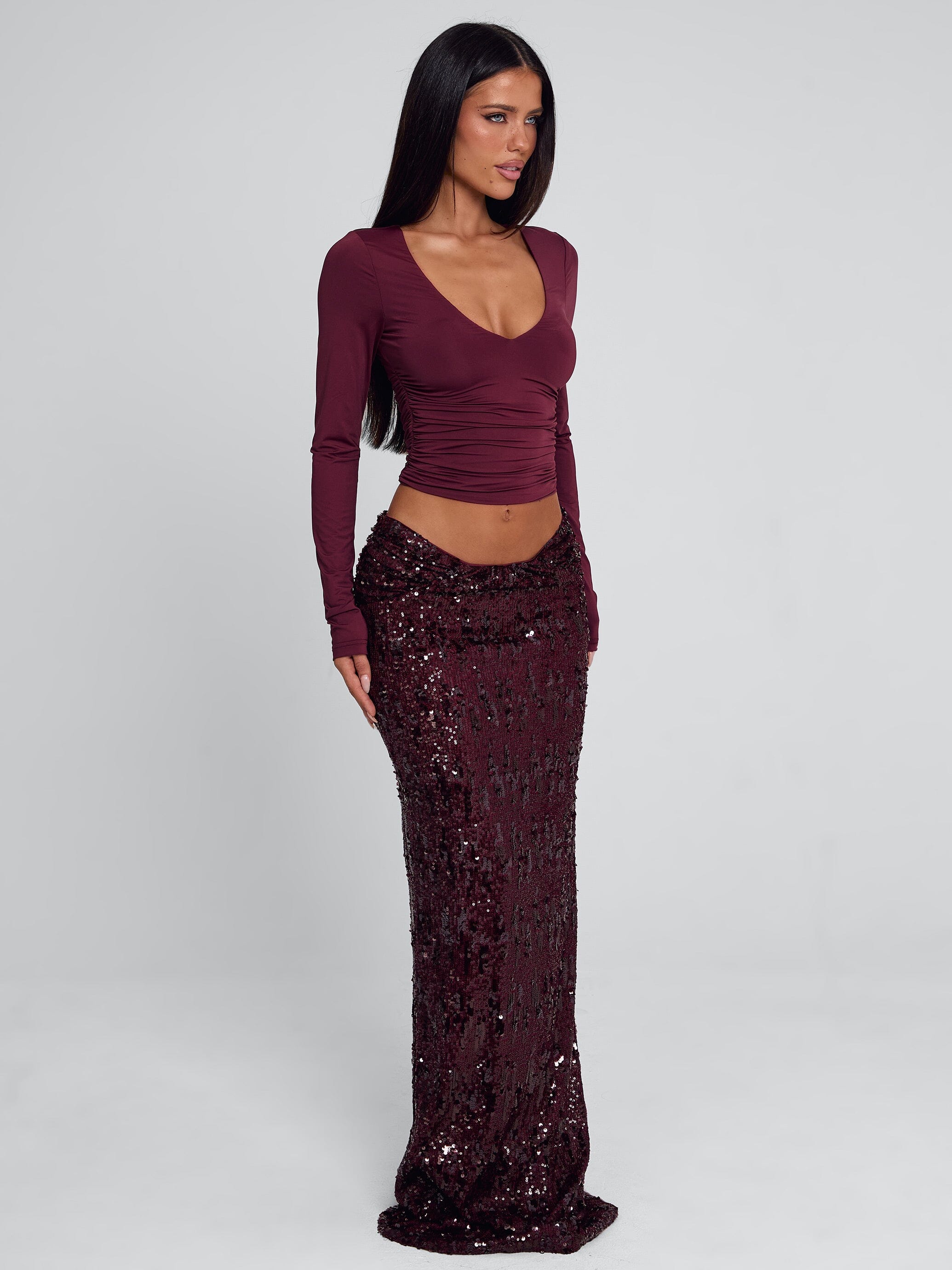 Isle Maxi Skirt Burgundy | Outcast US – Outcast USA