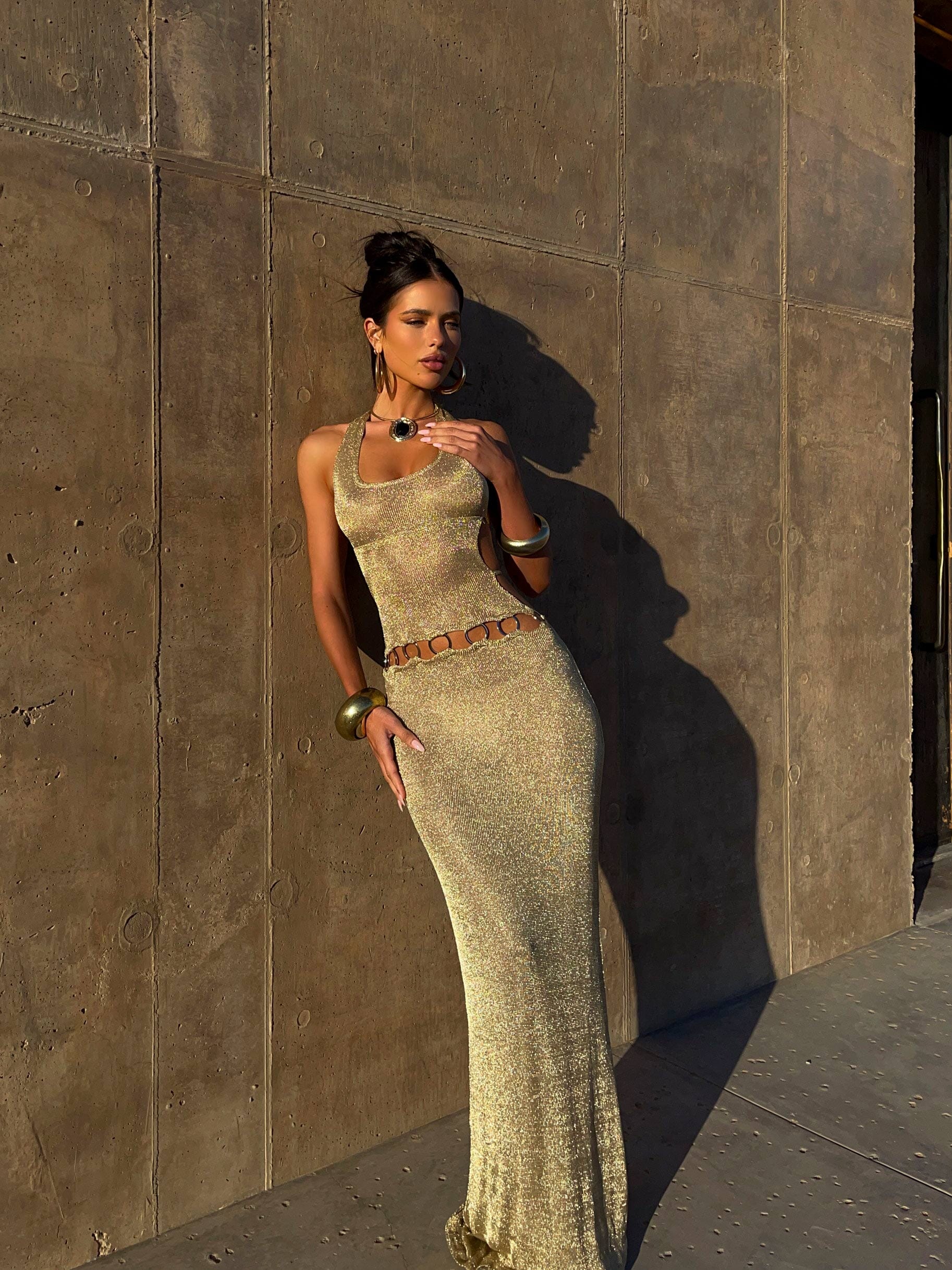 Carmen Maxi Dress Gold | Outcast US – Outcast USA