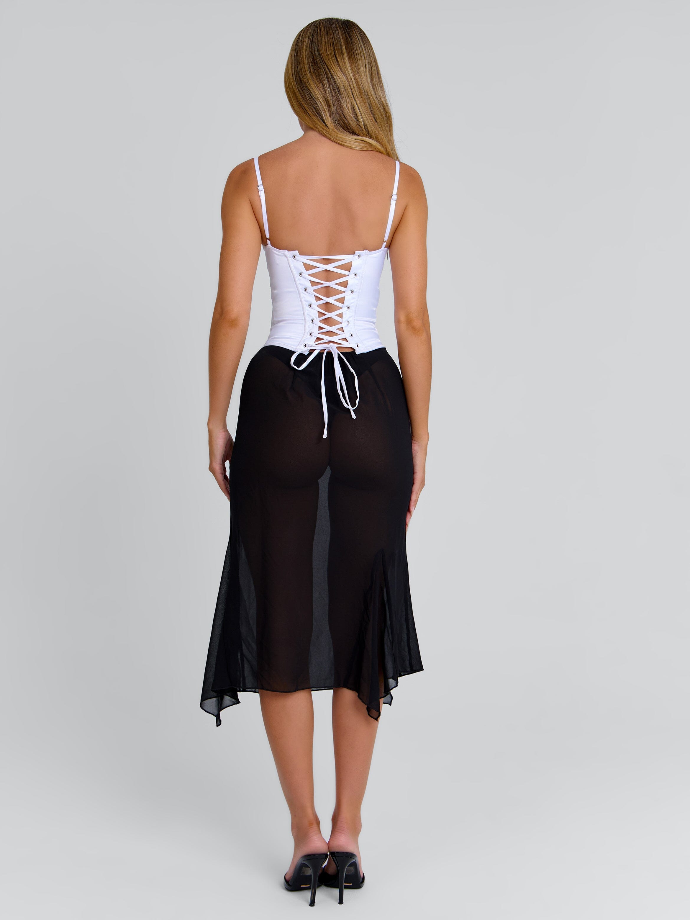 Kailen Midi Dress White Black | Outcast US – Outcast USA